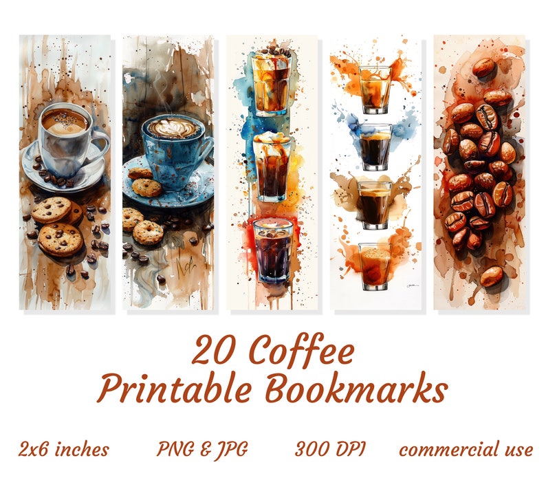 20 Coffee Printable Bookmarks, Coffee Printables, Coffee Lovers ...