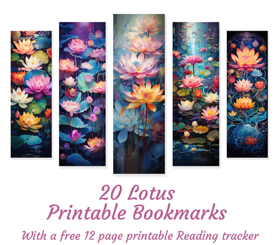 20 Lotus Bookmarks, Printable Bookmarks, Zen Bookmarks, Sublimation ...