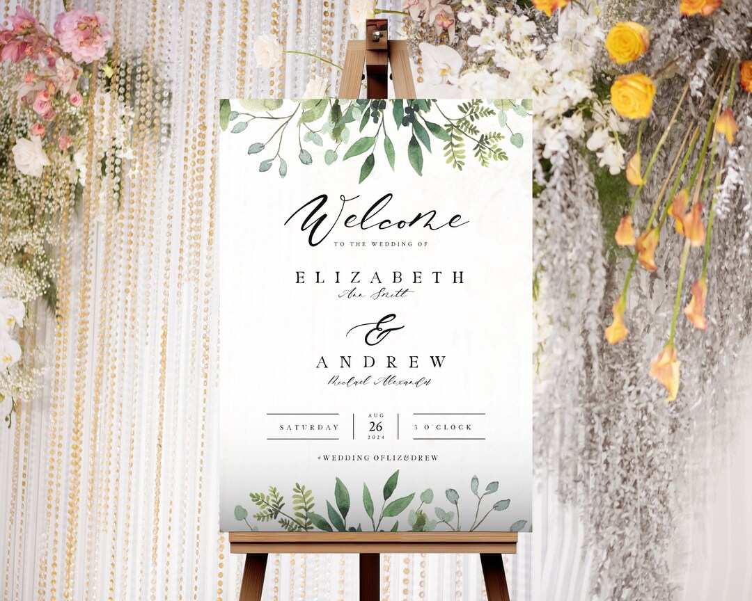 Editable Eucalyptus Welcome Sign Welcome Sign Template - Etsy