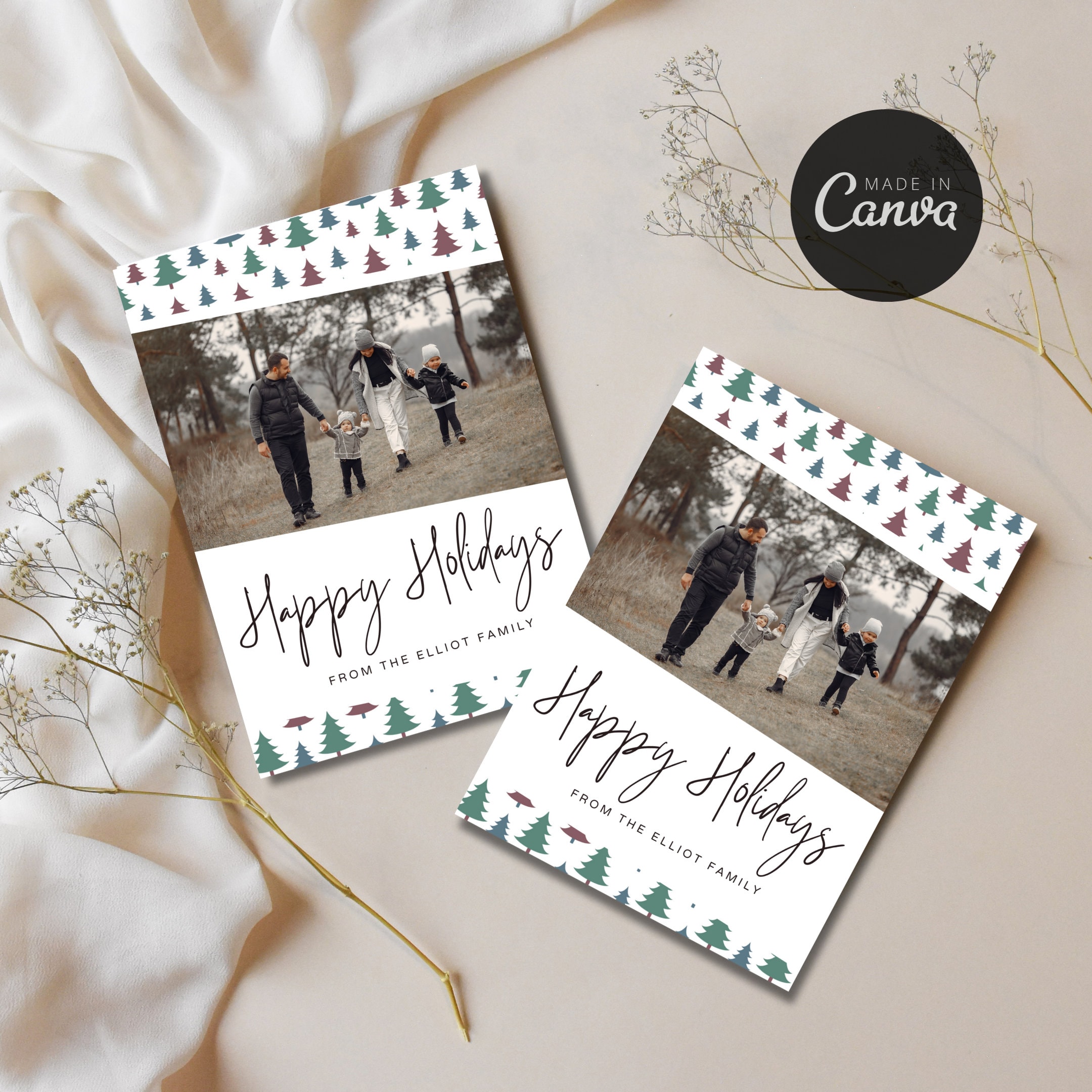 Printable Christmas Card Fully Customizable Holiday Card - Etsy