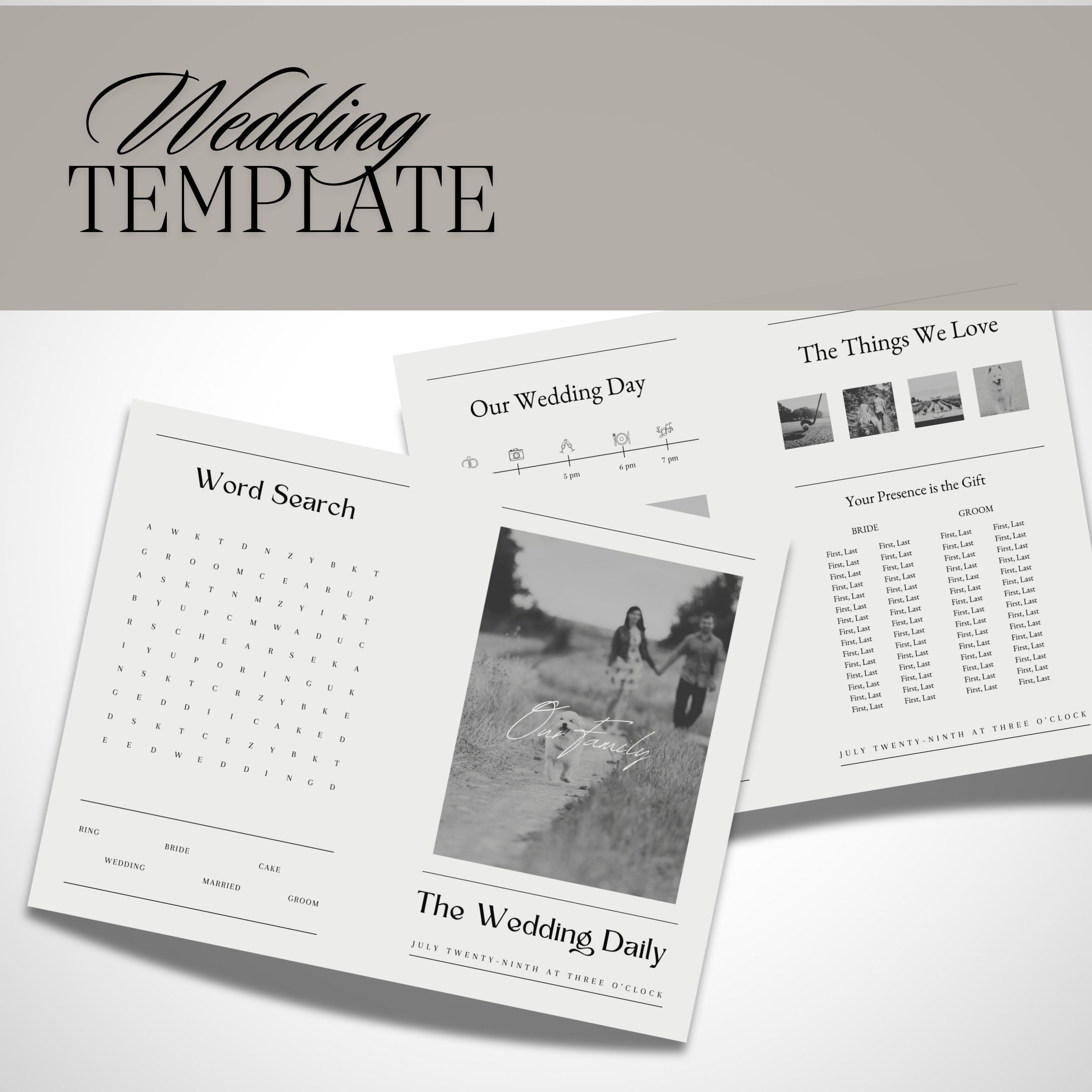 Printable Wedding Newspaper Template, Wedding Newspaper Template ...