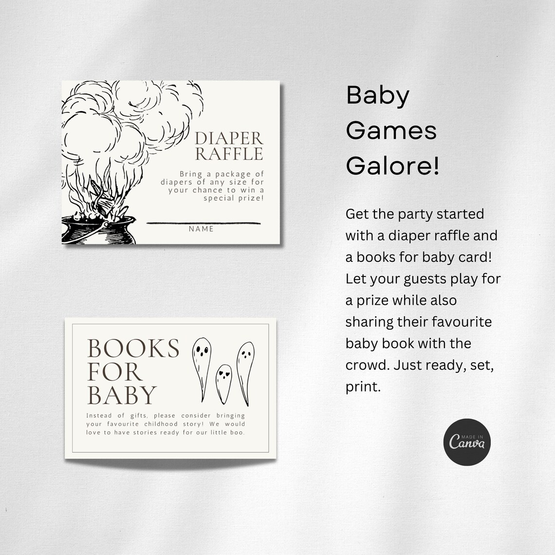 Halloween Baby Shower Canva Template, A Little Boo is Brewing Editable ...