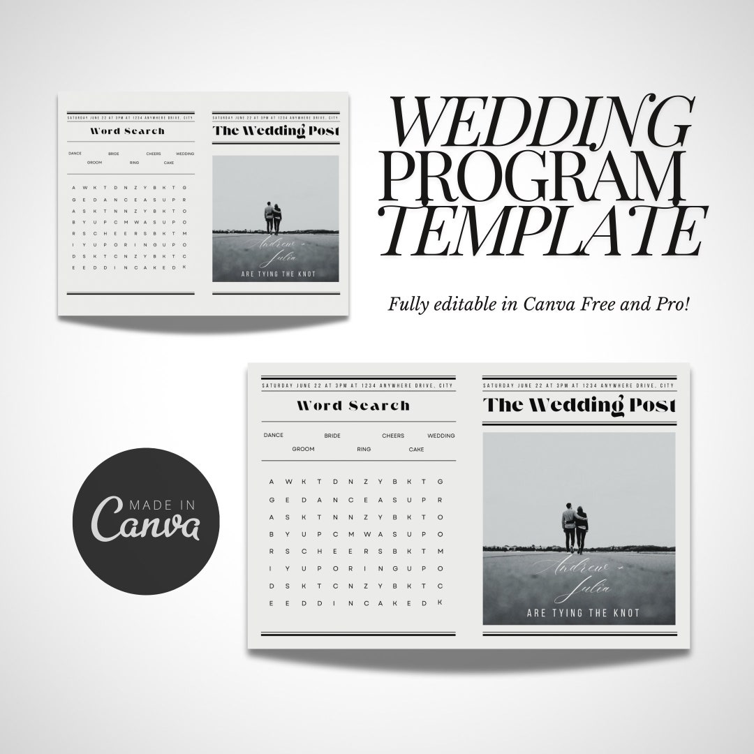 Printable Modern Ceremony Template Instant Download Wedding Itinerary ...