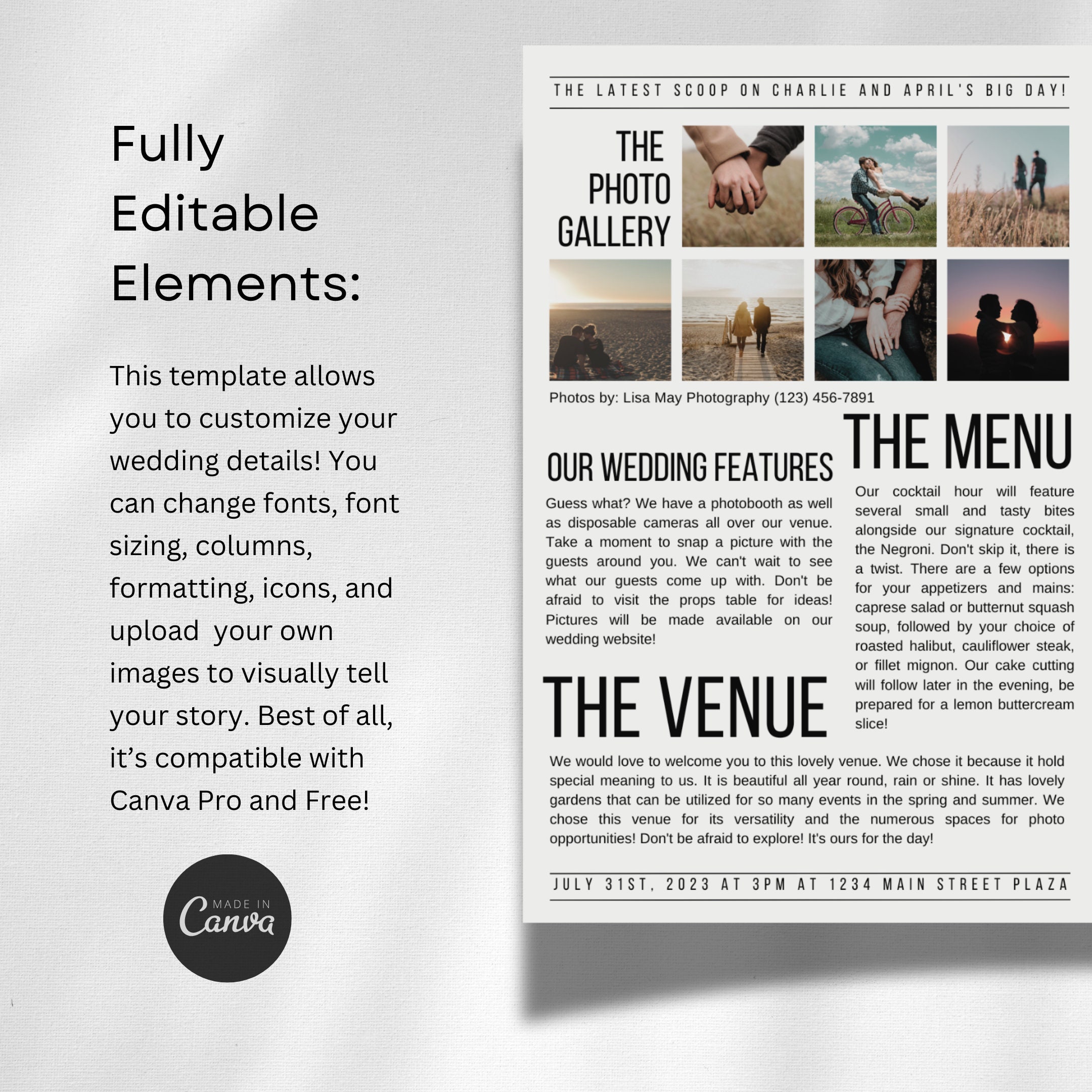 Editable Canva Template, DIY Printable Wedding Programs, Fun Wedding ...