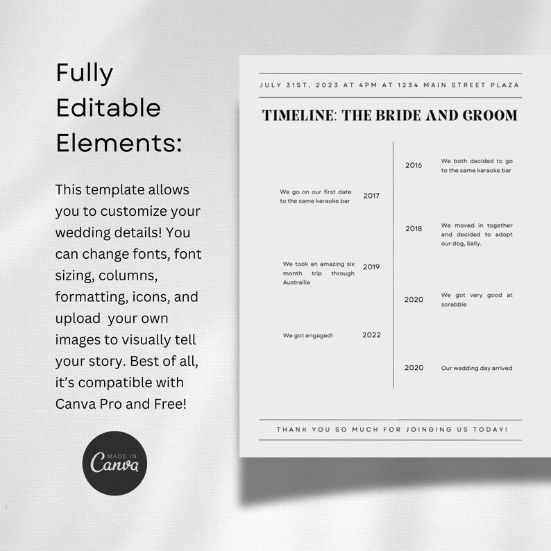 Custom Wedding Newspaper, Canva Template, Folded Program, Printable and ...