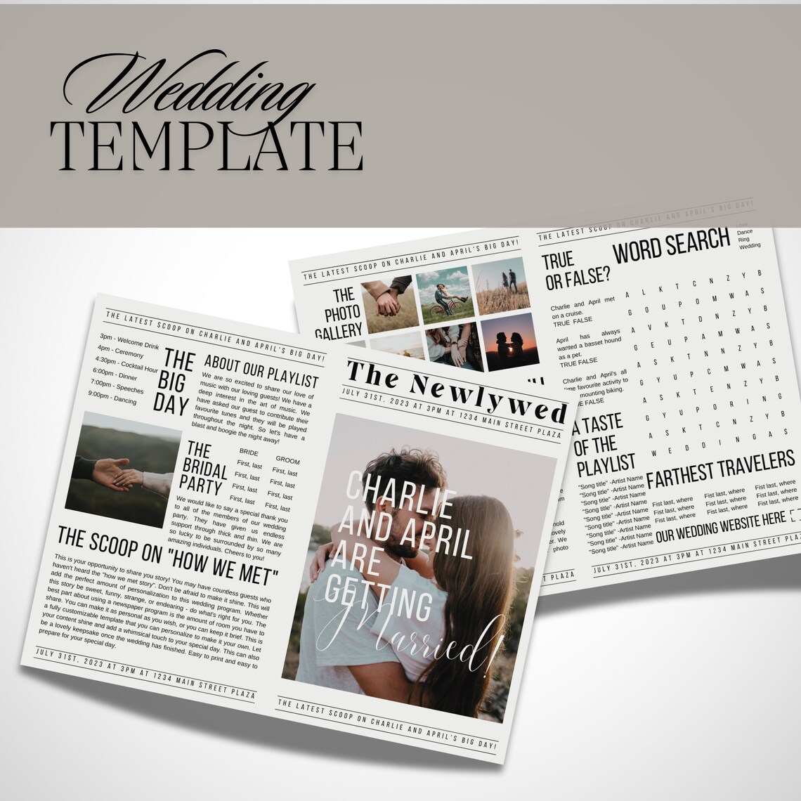 Editable Canva Template, DIY Printable Wedding Programs, Fun Wedding ...