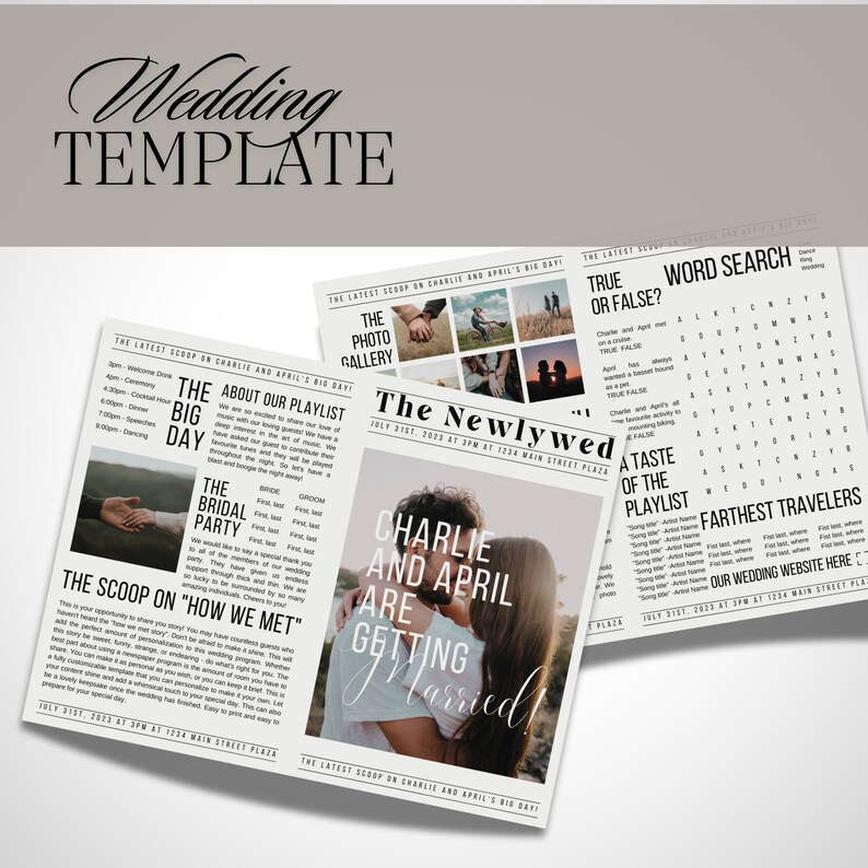 Editable Canva Template, DIY Printable Wedding Programs, Fun Wedding ...