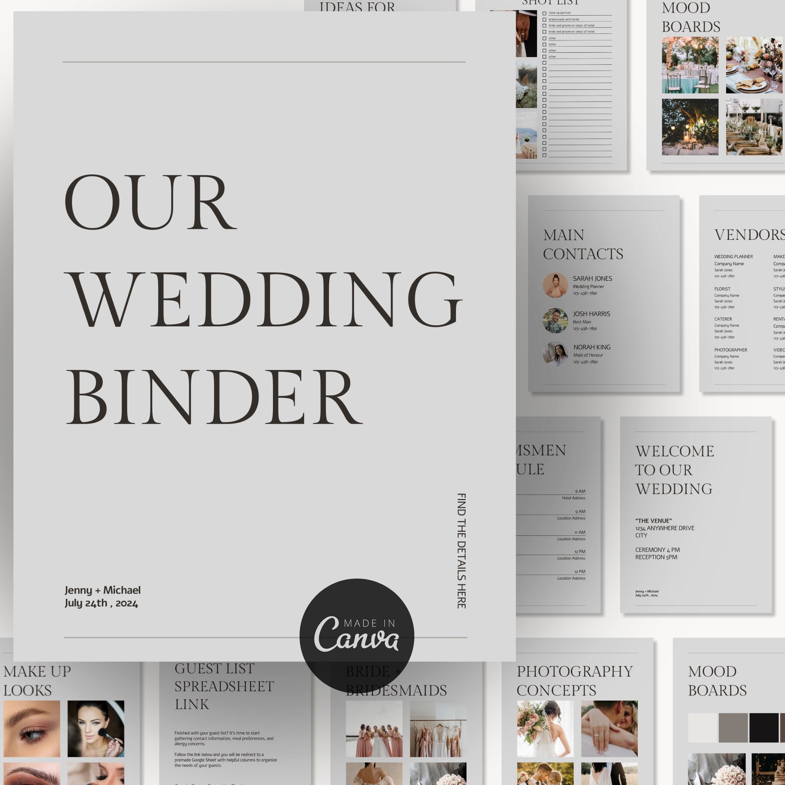Wedding Binder Planner, Editable Vendor Checklist & Budget Sheets ...