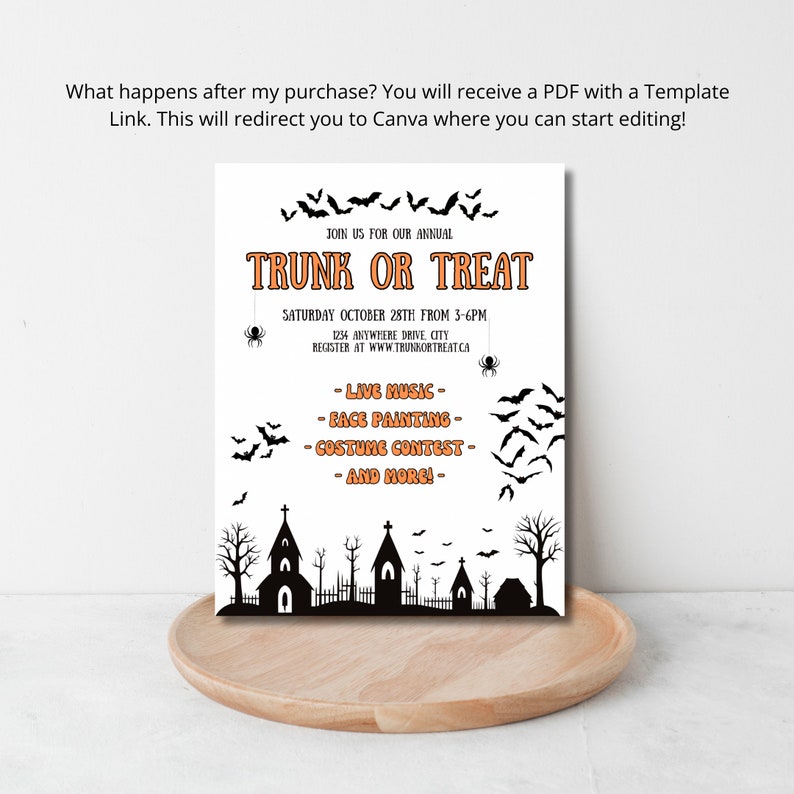 Canva Trunk or Treat Flyer, Halloween Party Flyer, Trunk or Treat ...