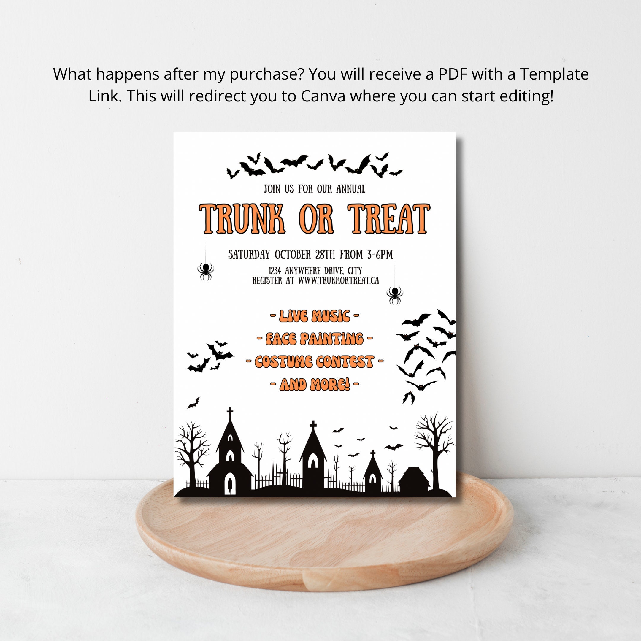 Canva Trunk or Treat Flyer, Halloween Party Flyer, Trunk or Treat ...