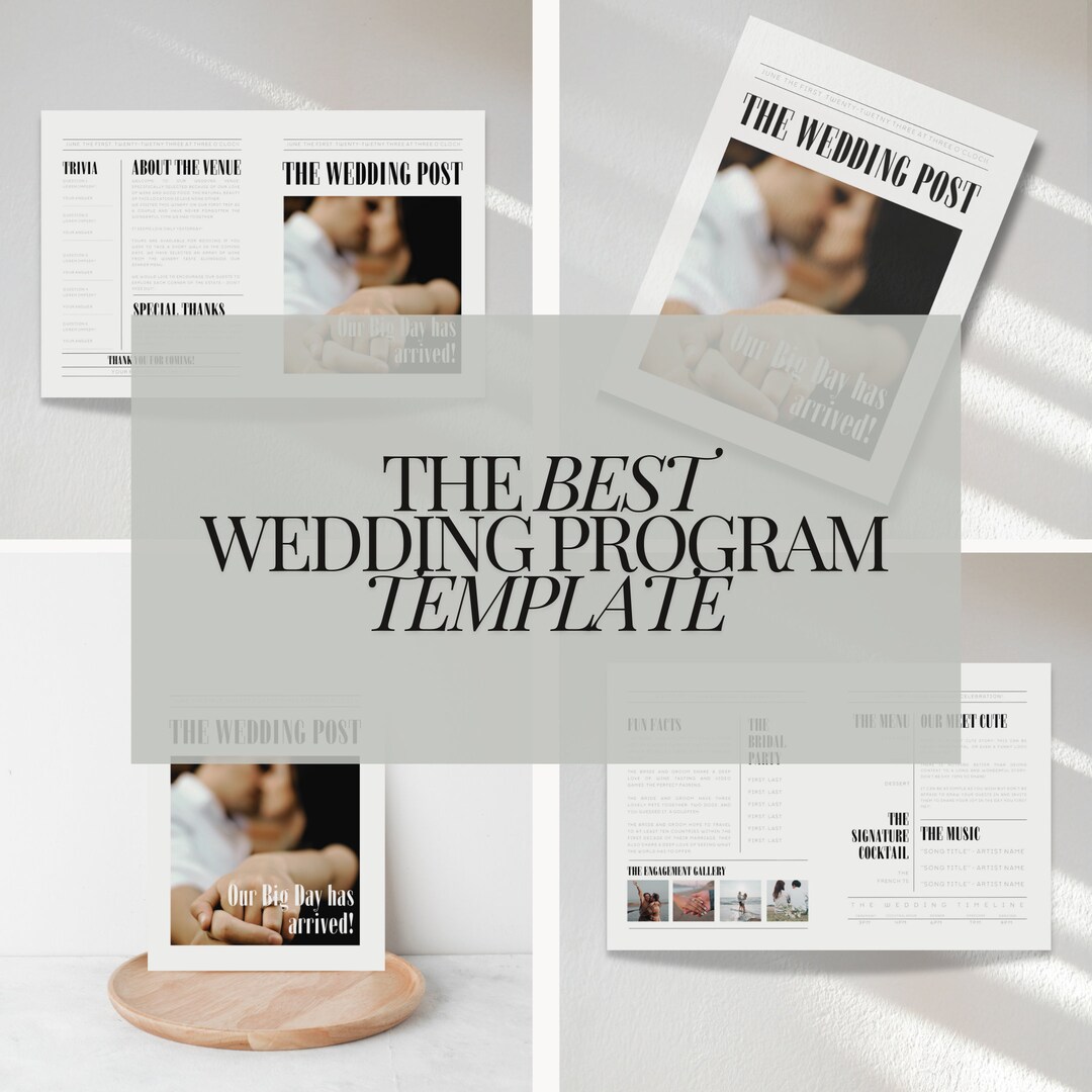 Newspaper Style Wedding Program Instant Download - Etsy