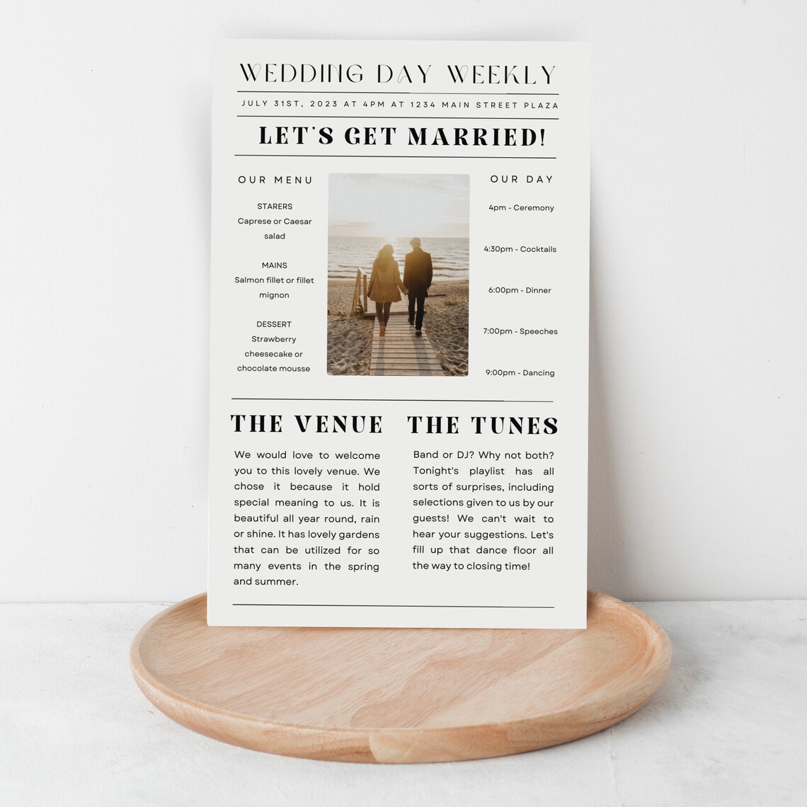 Editable Wedding Newspaper Program, Newspaper Wedding Program Template ...