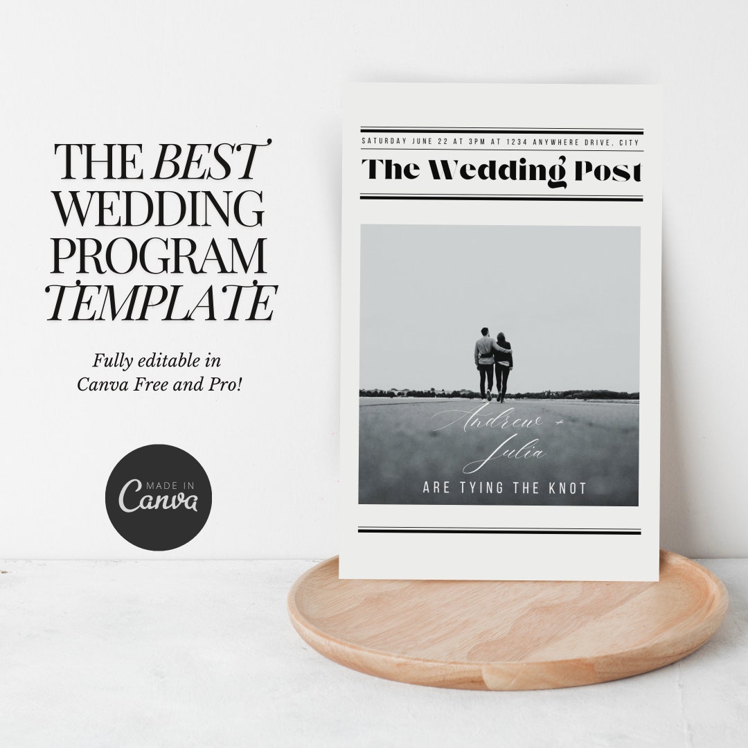 Printable Wedding Newspaper Template, Fun Editable Wedding Newspaper ...