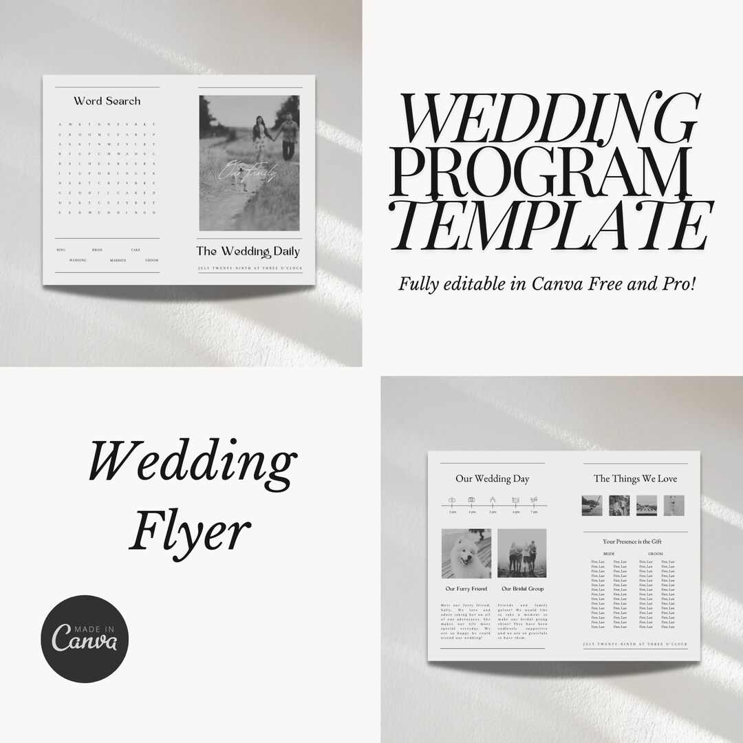 Editable Wedding Newspaper Program, DIY Wedding Template, Printable ...