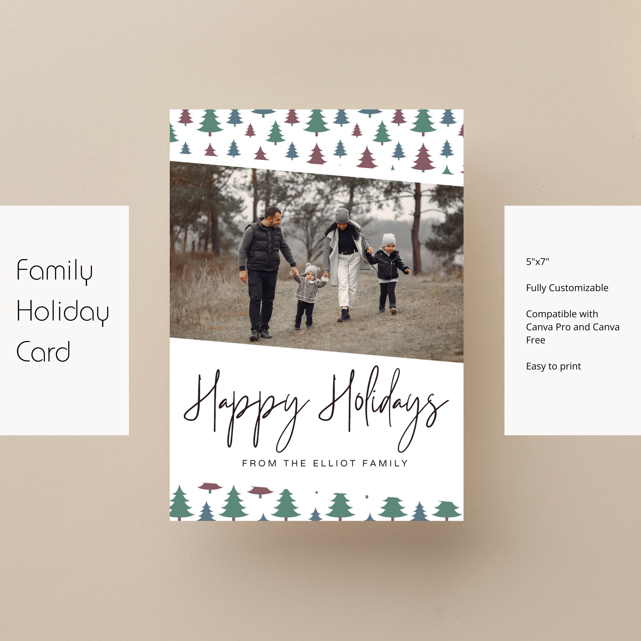 Printable Christmas Card Fully Customizable Holiday Card - Etsy