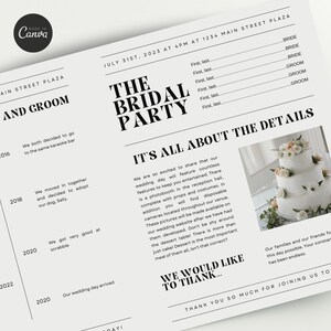 Wedding Newspaper Program, Custom Folded Wedding Program, Wedding ...