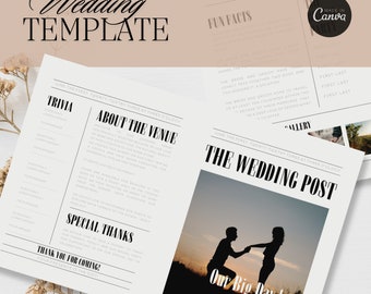 Wedding Newspaper Template Wedding Program Newspaper Template Editable ...
