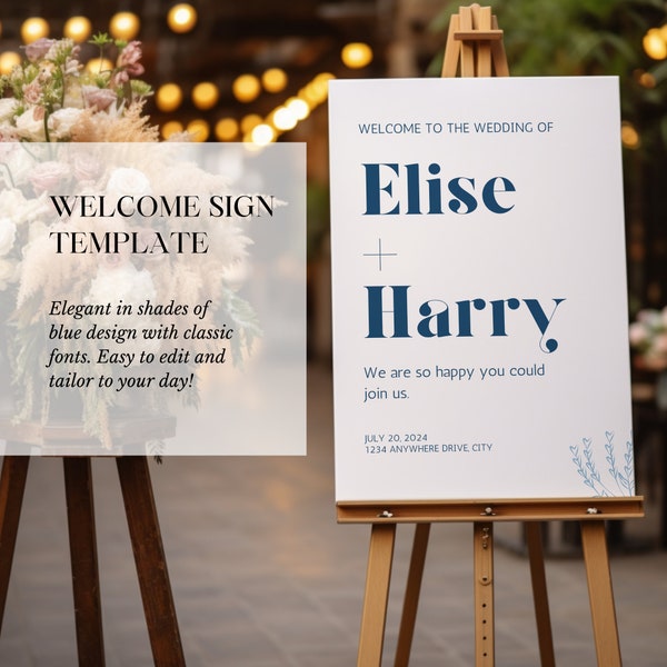 Shades of Blue Welcome Sign - Etsy