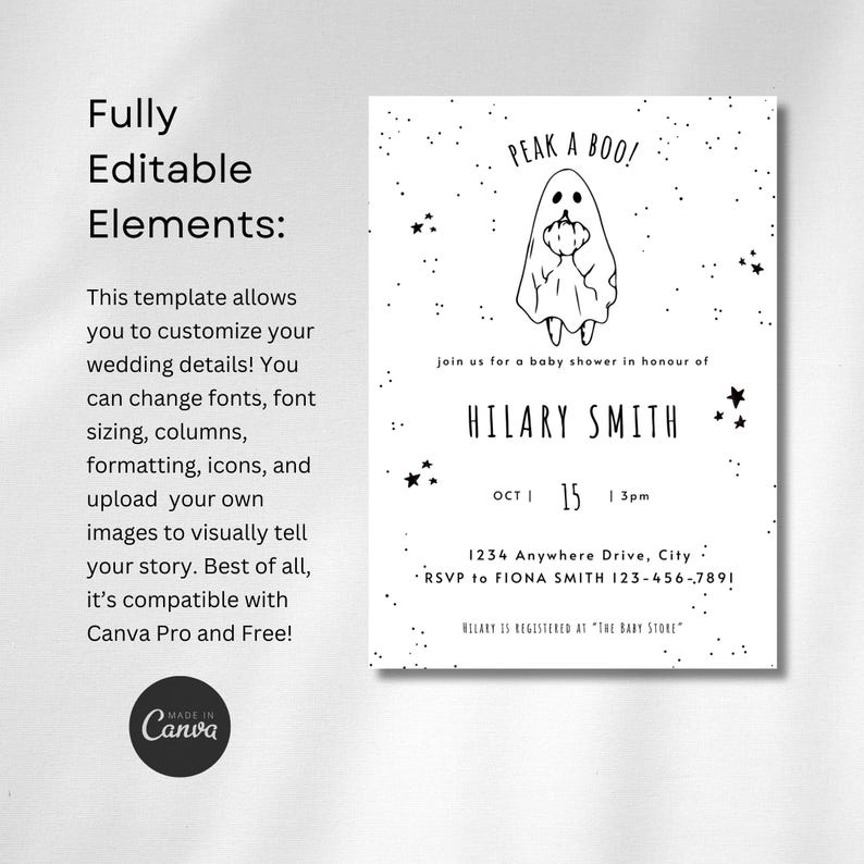 A Little Boo Shower Canva Template Bundle, Spooky Baby Shower ...