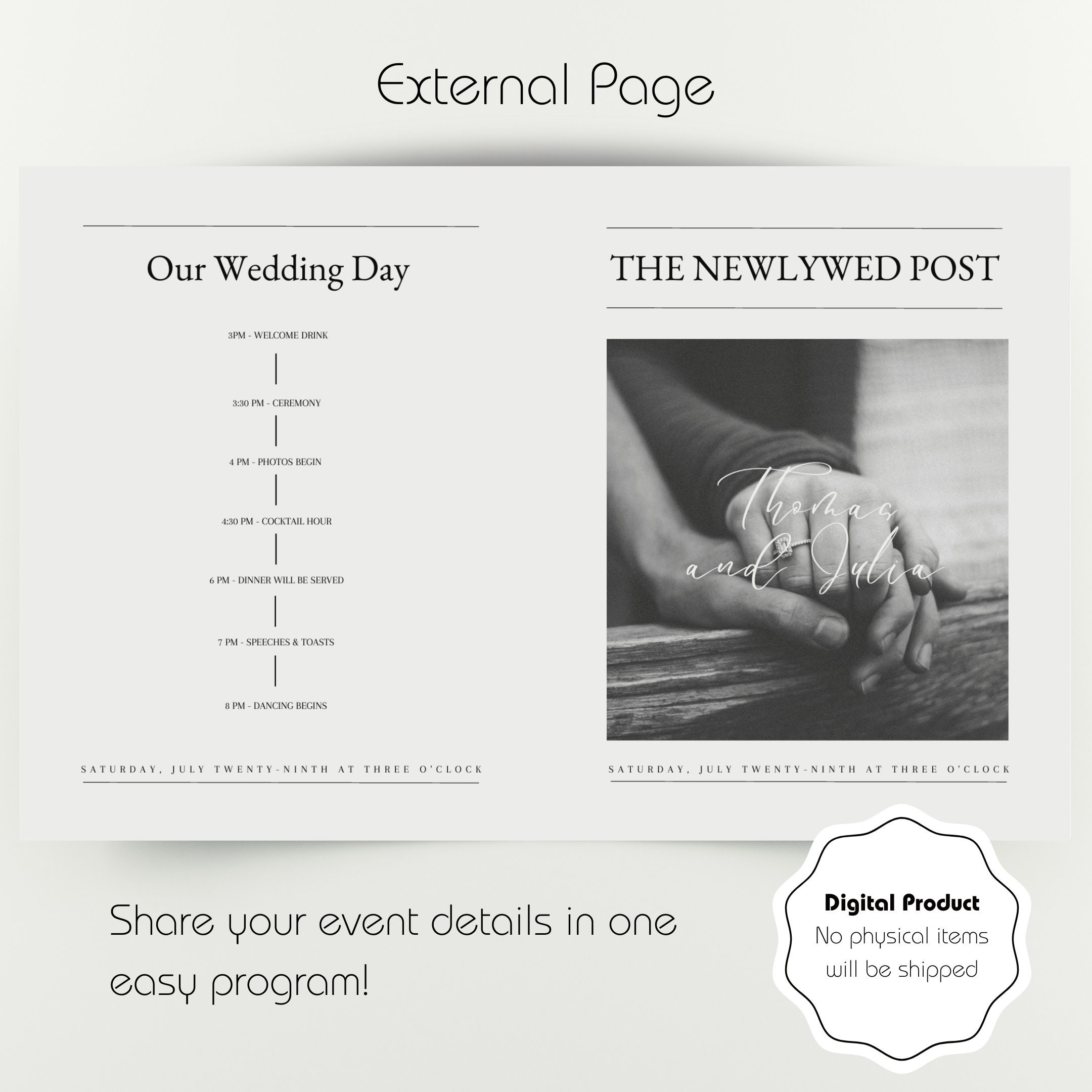 Editable Wedding Newspaper Template Canva Wedding Booklet - Etsy Canada