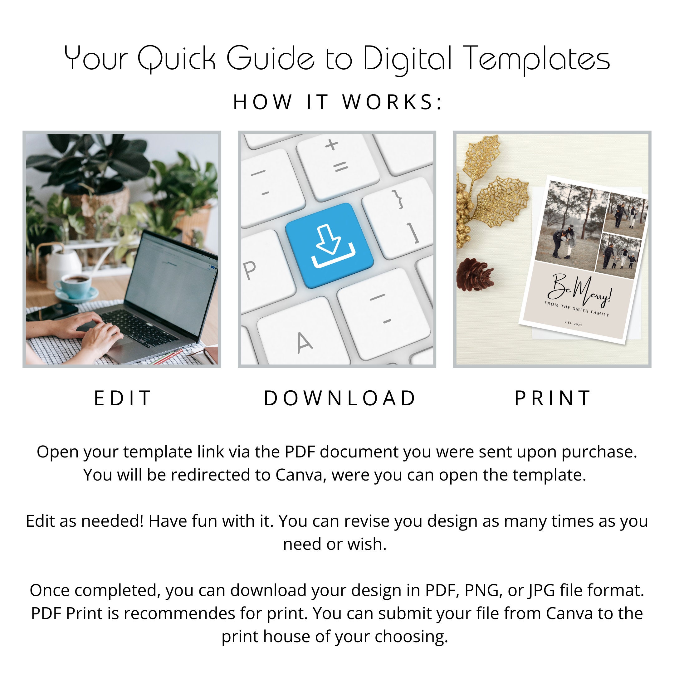 Printable Christmas Card Fully Customizable Holiday Card - Etsy