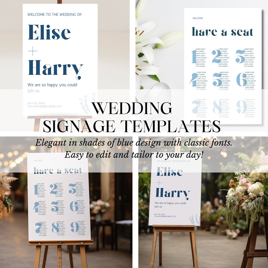 Minimalist Wedding Signage Bundle Editable Template Includes Seating ...
