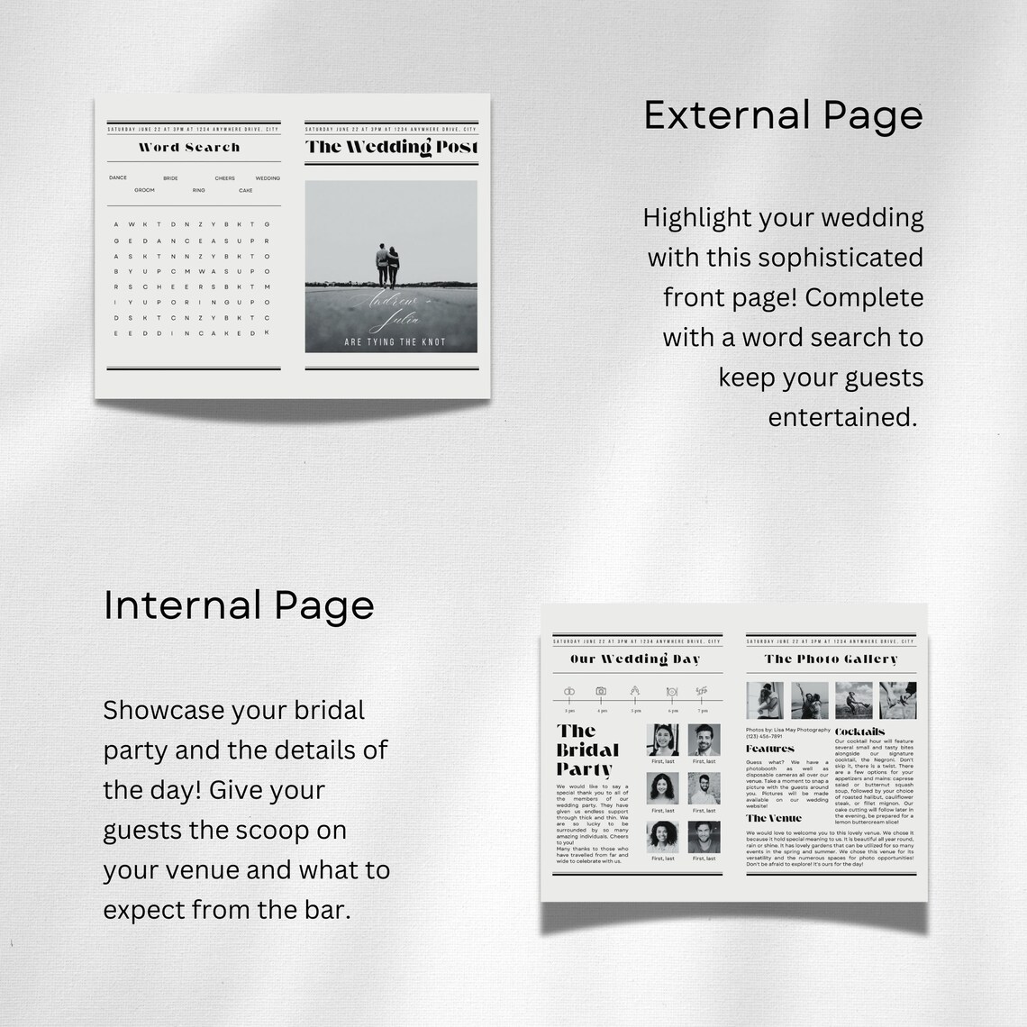 Printable Wedding Newspaper Template, Fun Editable Wedding Newspaper ...