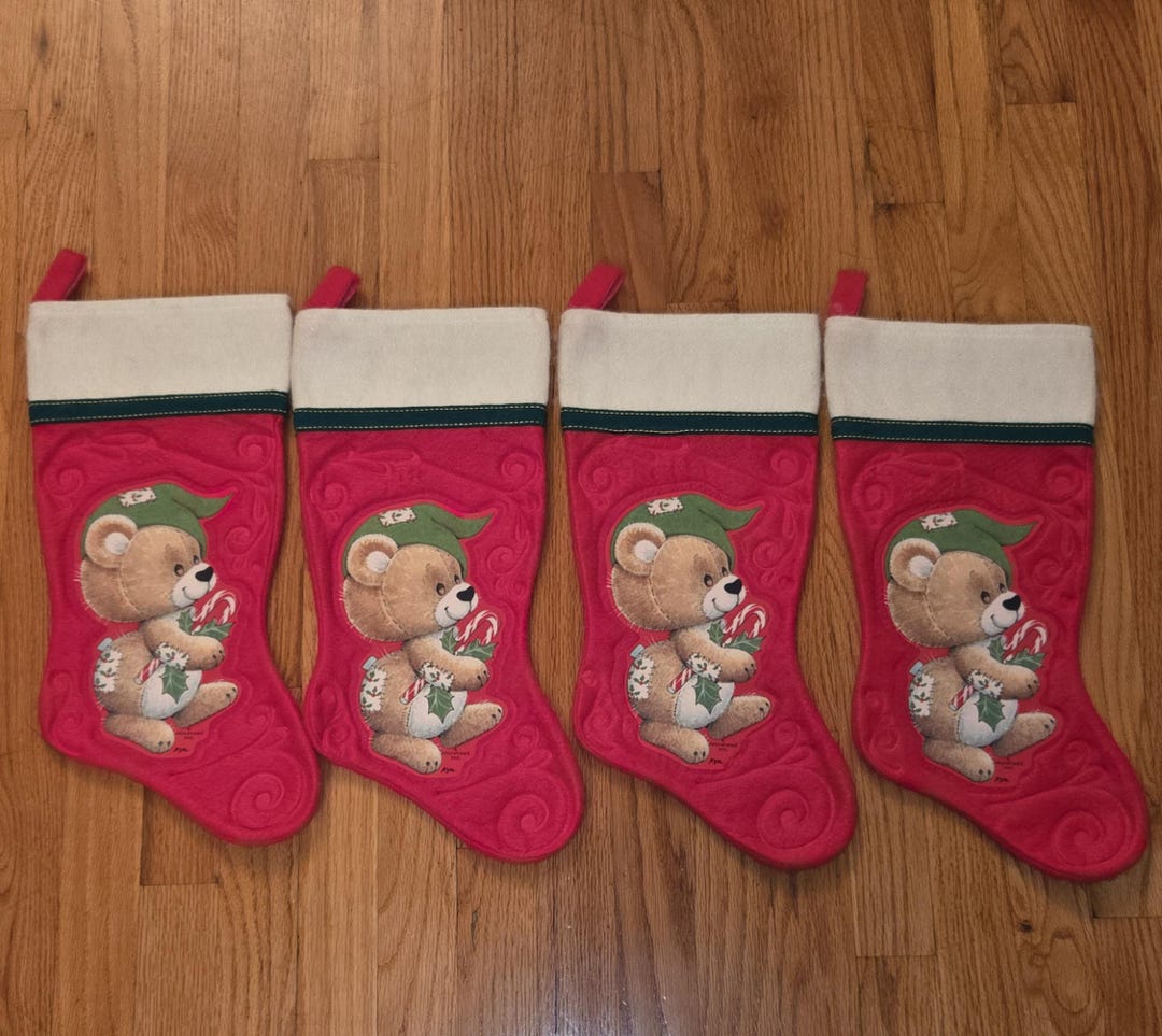 Vintage Morehead Inc. Teddy Bear Christmas Stockings 1980s - Etsy