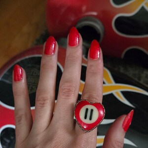 Billiard Ball Sterling Silver Heart Shaped Ring 11 - Etsy