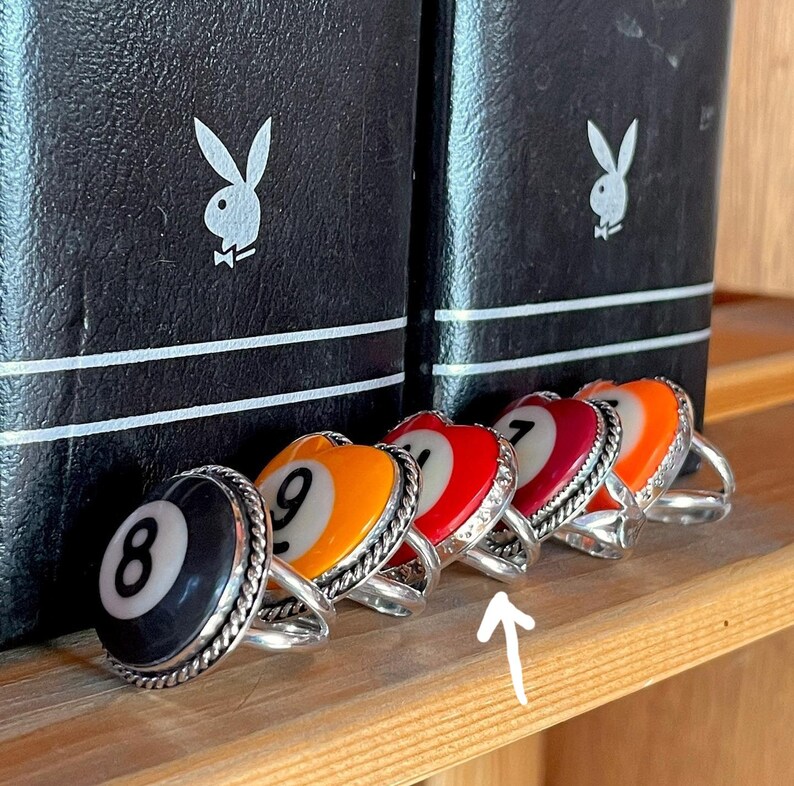 Billiard Ball Sterling Silver Heart Shaped Ring 11 - Etsy