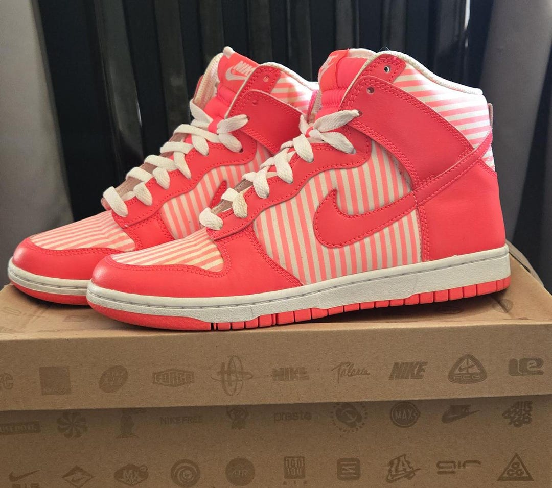 Nike Dunk Skinny High Hot Punch Pink Striped Sneakers Size 6.5 - Etsy