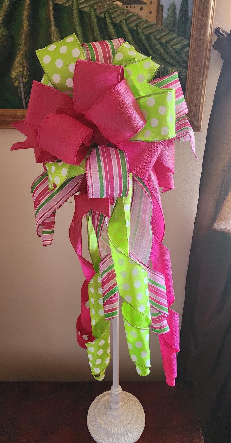 The Charli Hot Pink Lime Green, Polka Dots and Stripes Bow for Summer ...