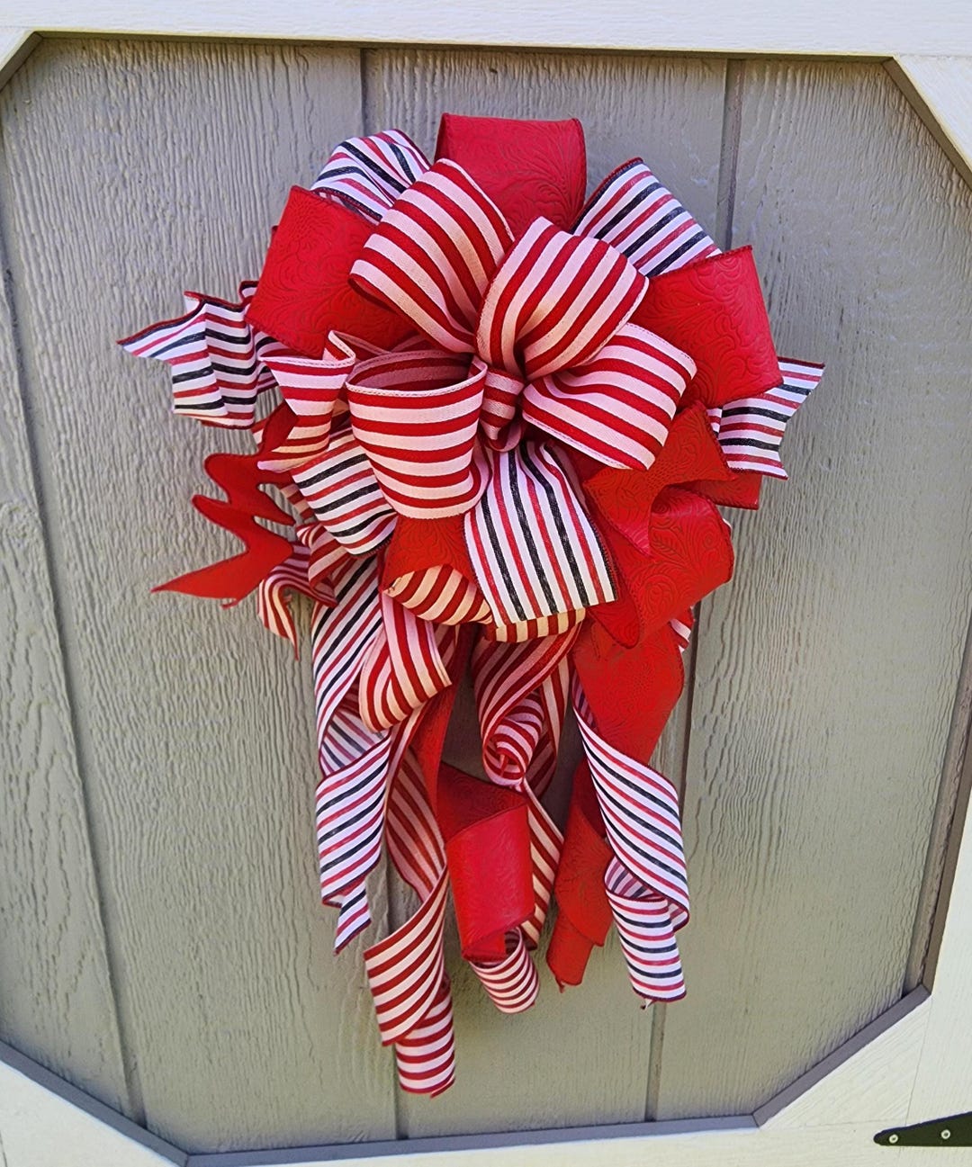 The Grace Red, White, and Blue Cabana Striped, Glitter Americana Bow ...