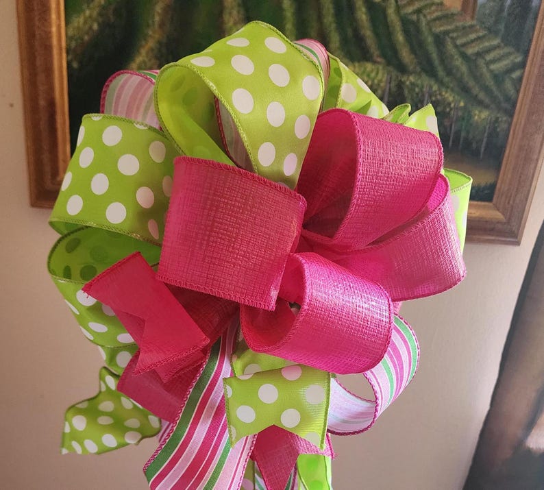 The Charli Hot Pink Lime Green, Polka Dots and Stripes Bow for Summer ...