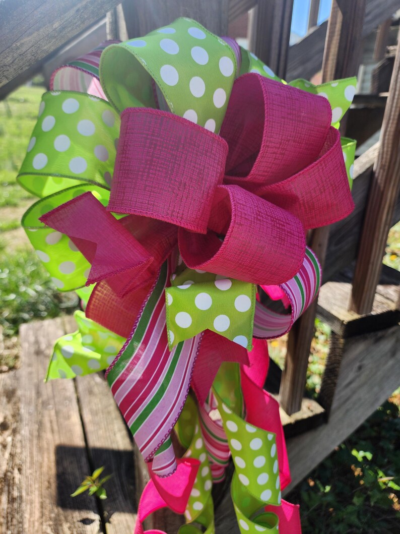 The Charli Hot Pink Lime Green, Polka Dots and Stripes Bow for Summer ...
