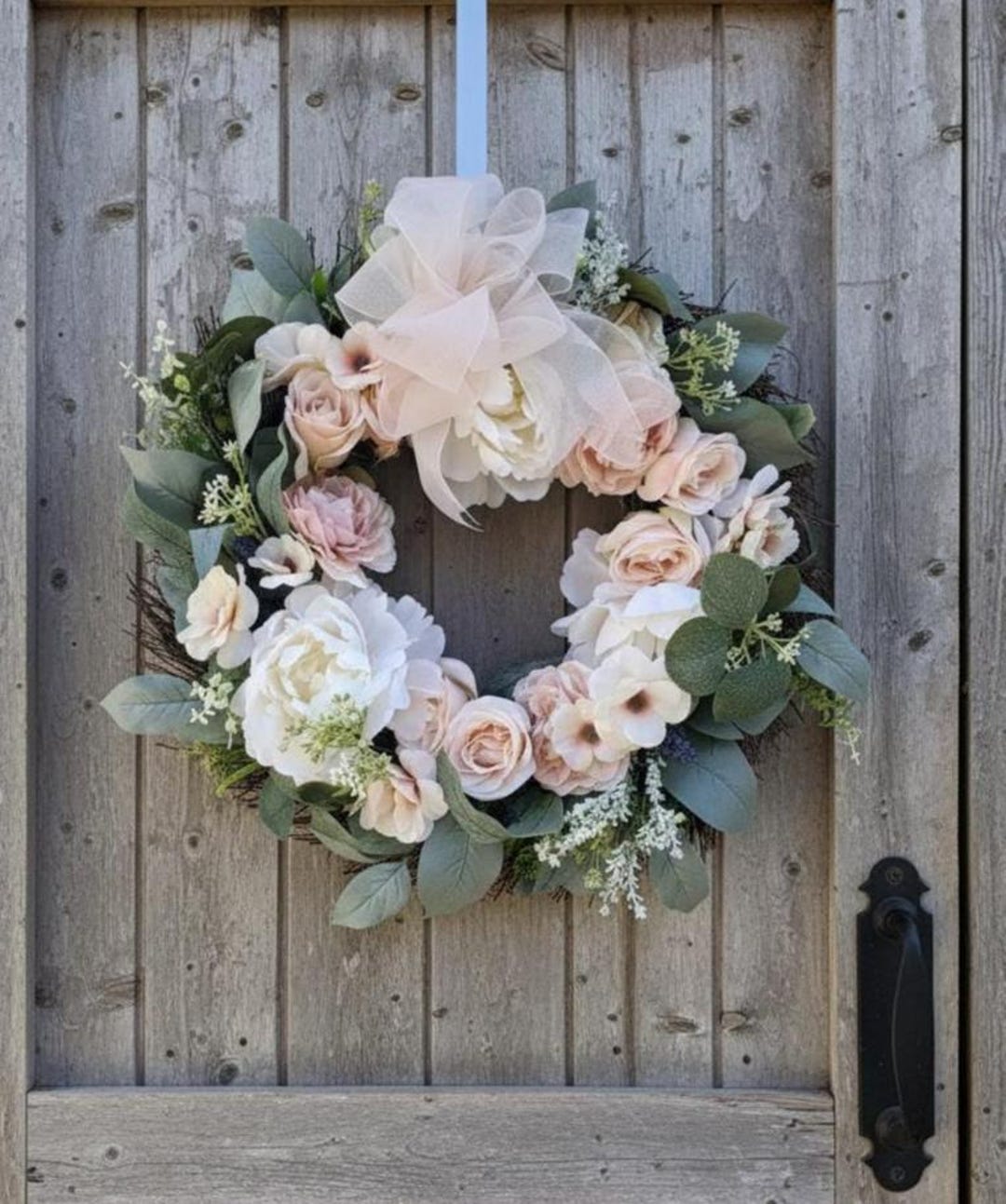 The Georgina Blush Peony, Rose & Ranunculus Spring Wreath, Floral ...