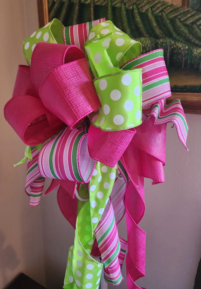 The Charli Hot Pink Lime Green, Polka Dots and Stripes Bow for Summer ...
