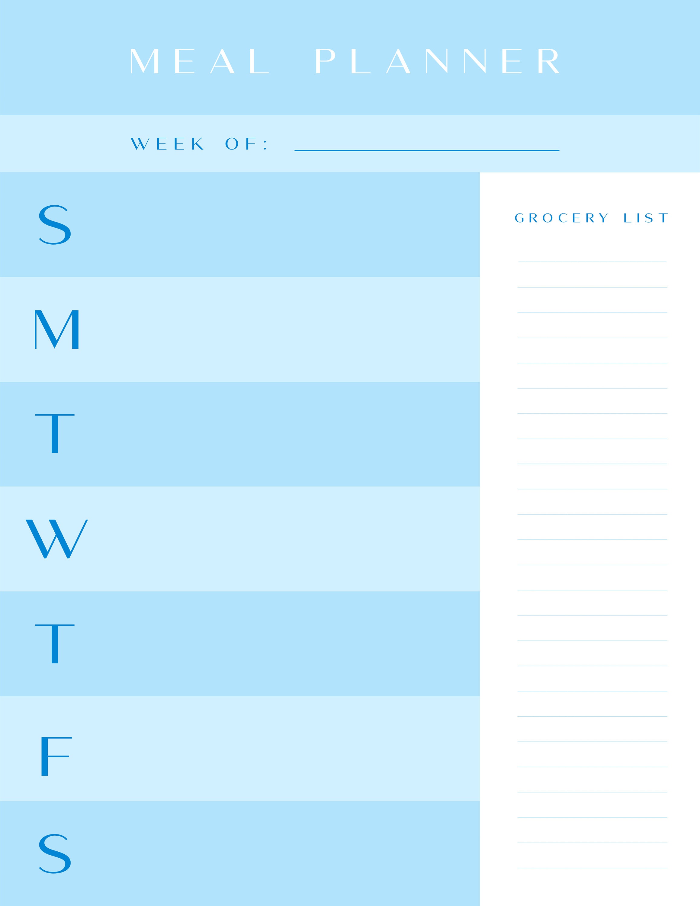 Weekly Meal Planner Printable Template, 7 Day Meal Plan, Food Planner ...