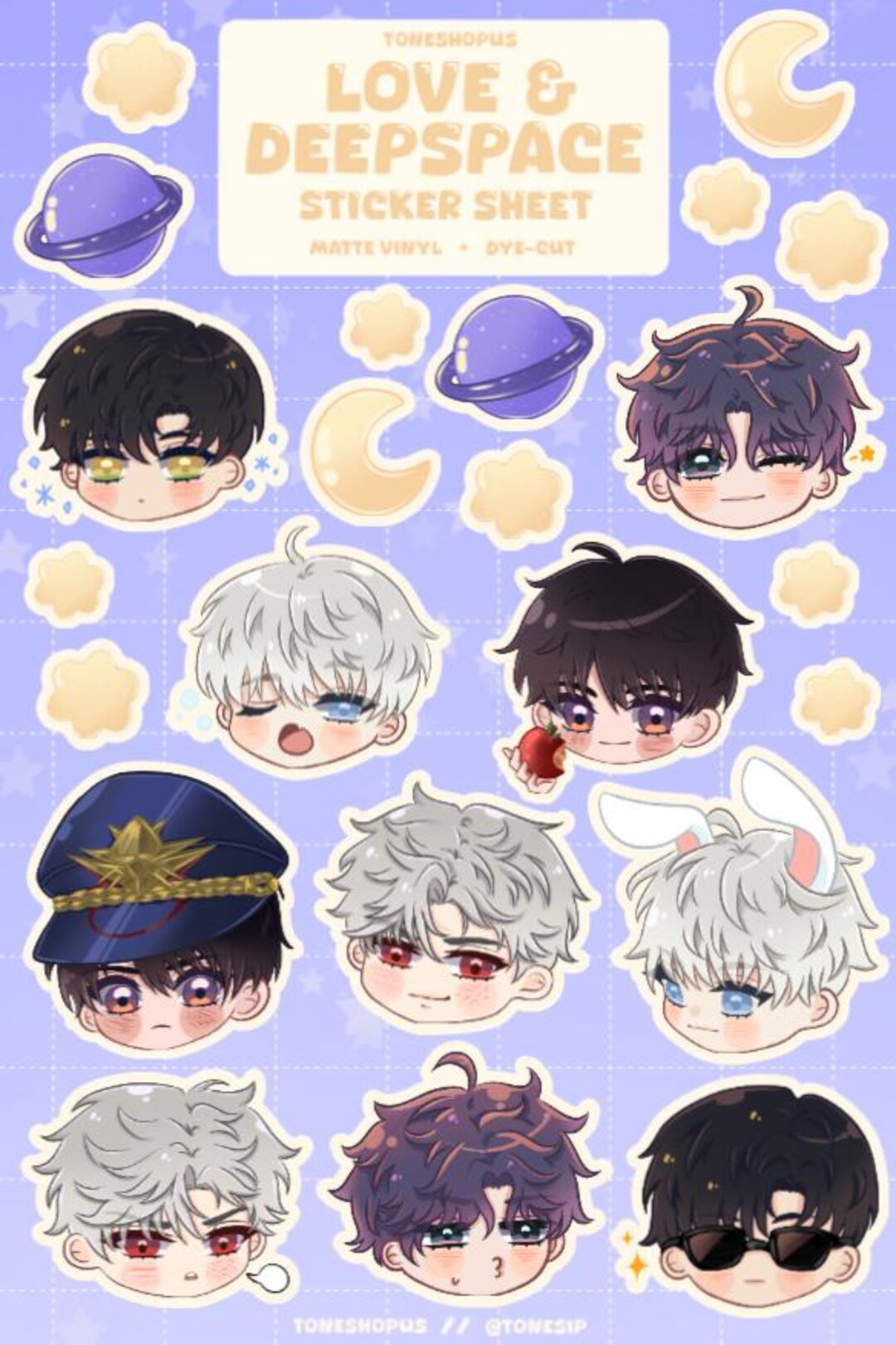 Love & Deepspace Holographic Chibis Sticker Sheet | 23 Stickers | Zayne ...