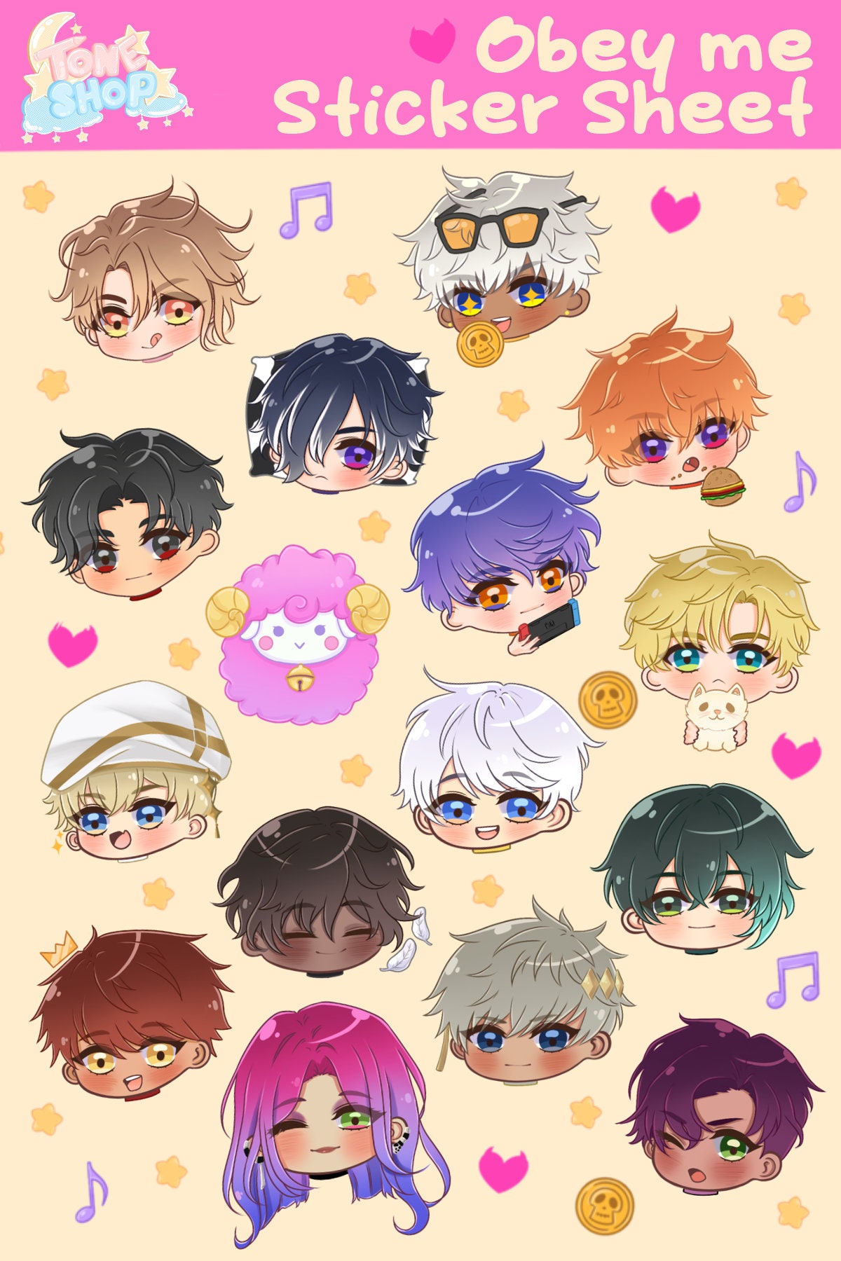 Obey Me Shall We Date Chibis Sticker Sheet 16 Stickers - Etsy