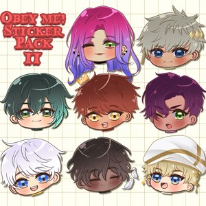 Obey Me! Shall We Date Chibis Stickers 1 & 2 | Mammon, Lucifer, Asmo ...