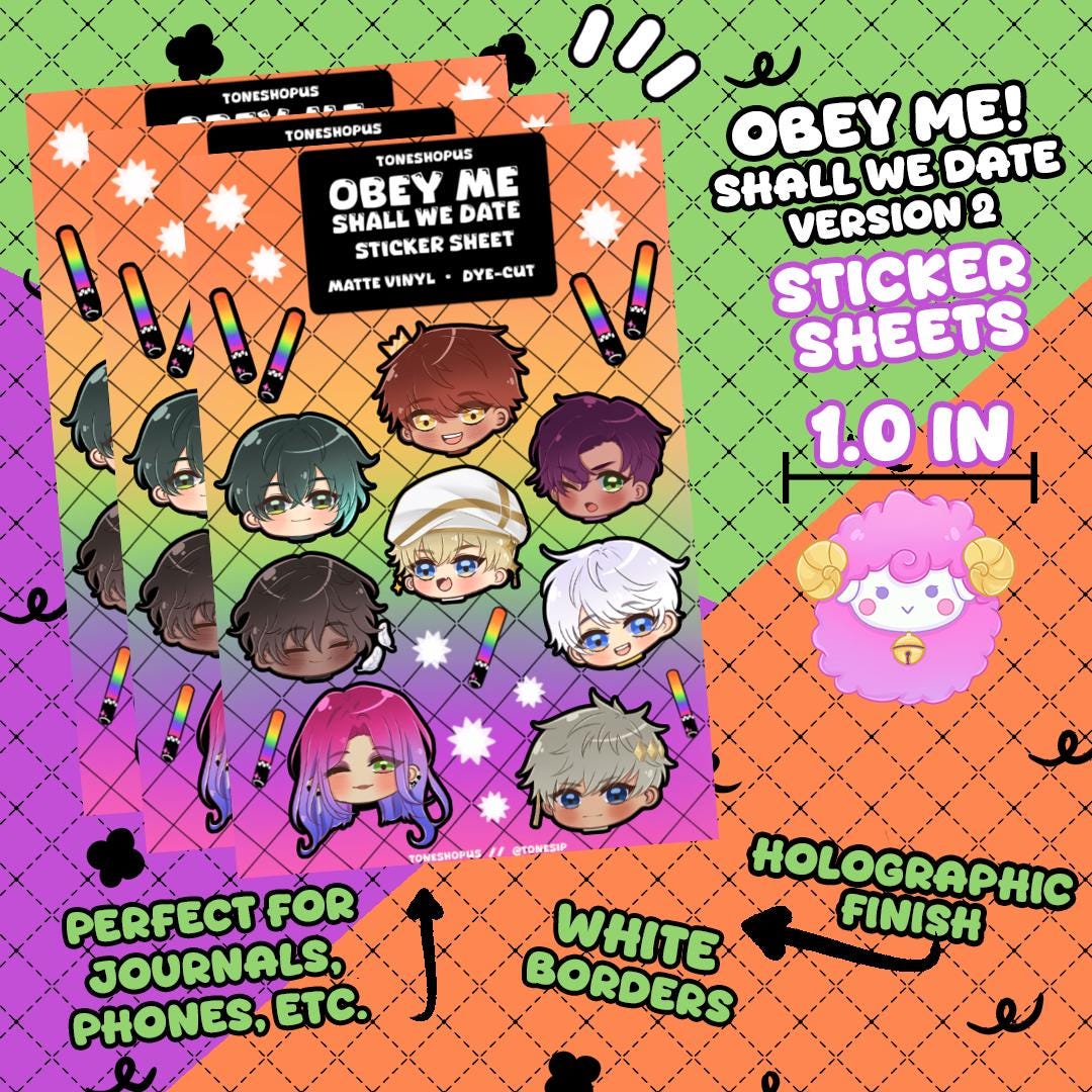 Obey Me! Shall We Date Holographic Chibis Sticker Sheet Version 2 | 8 ...