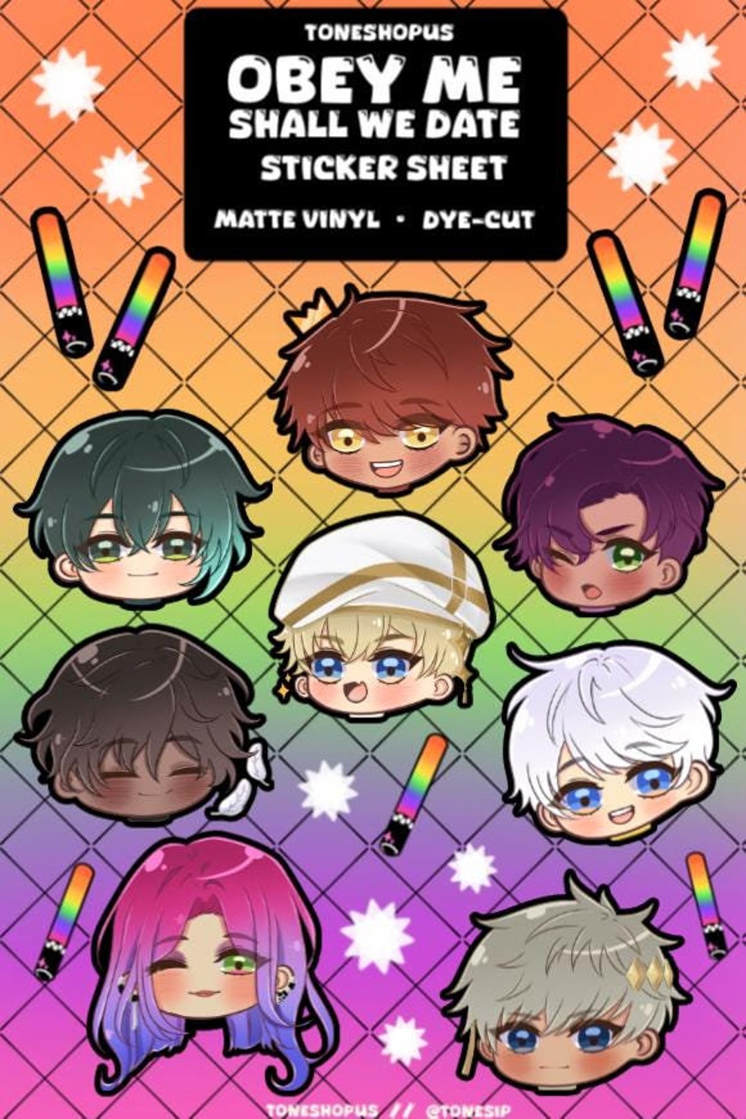 Obey Me! Shall We Date Holographic Chibis Sticker Sheet Version 2 | 8 ...