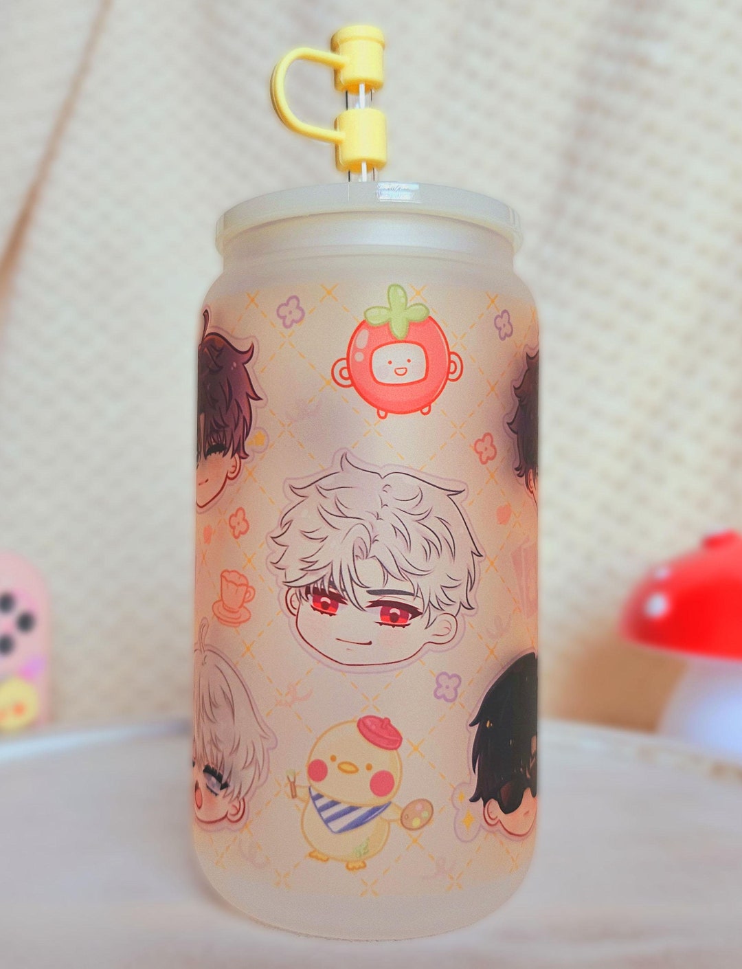 Love & Deepspace Chibis Frosted Glass Cups | Sylus, Zayne, Rafayel ...