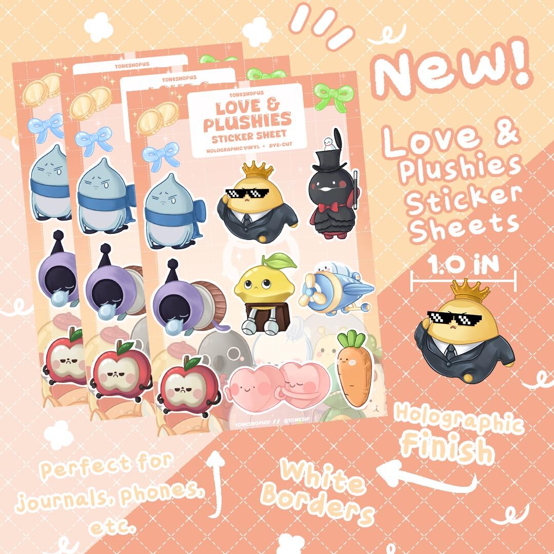 Love & Plushies Holographic Sticker Sheet Version 2 | 12 Stickers | Mr ...