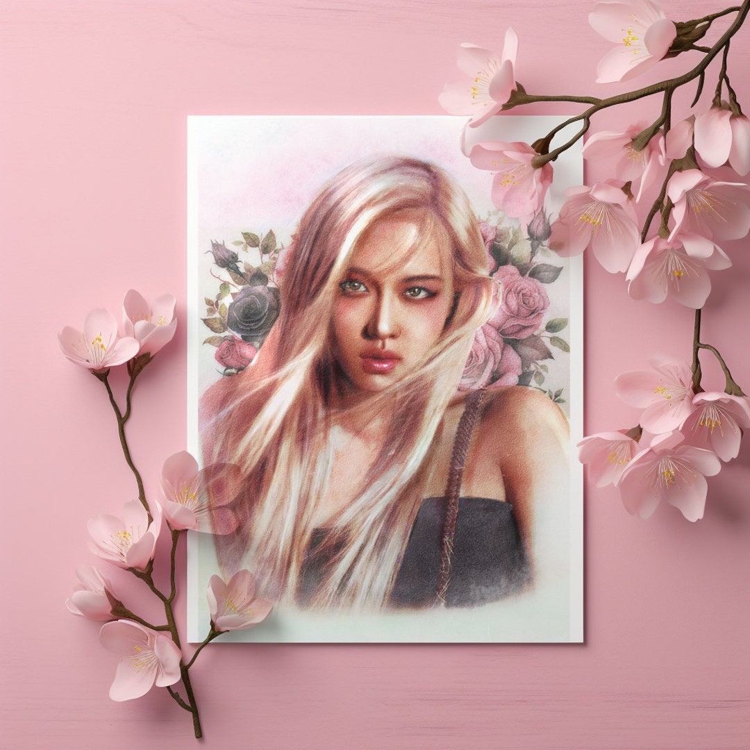 Blackpink Rose Postcard 15.2cm X 10,1cm Watercolor Blackpink Art Rose ...