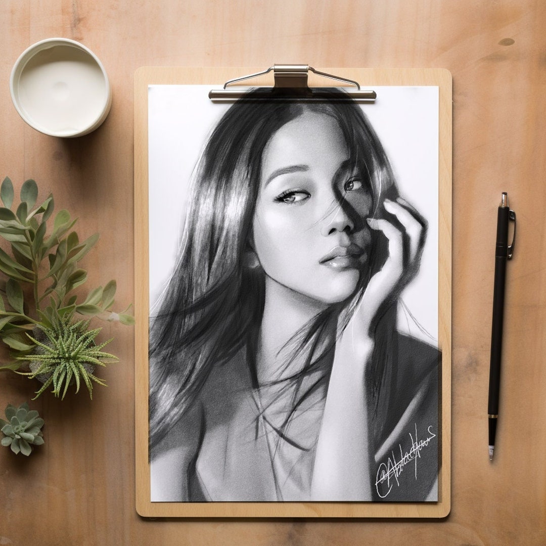 Blackpink Portrait Jisoo Drawing Poster Jisoo Blackpink Kpop Merch Kpop ...