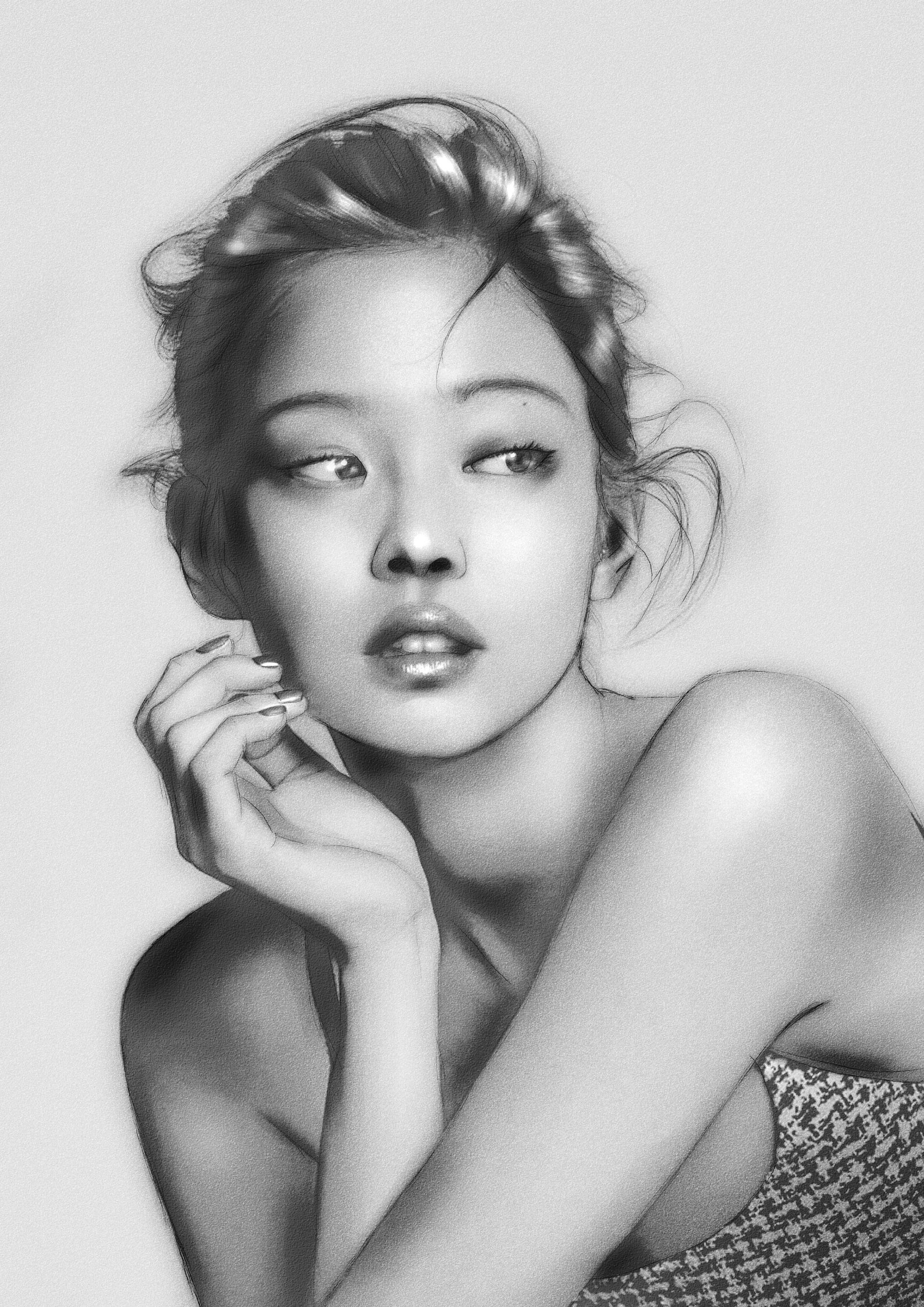 Blackpink Jennie Portrait Pencil Drawing A4 A3 K-pop Poster - Etsy