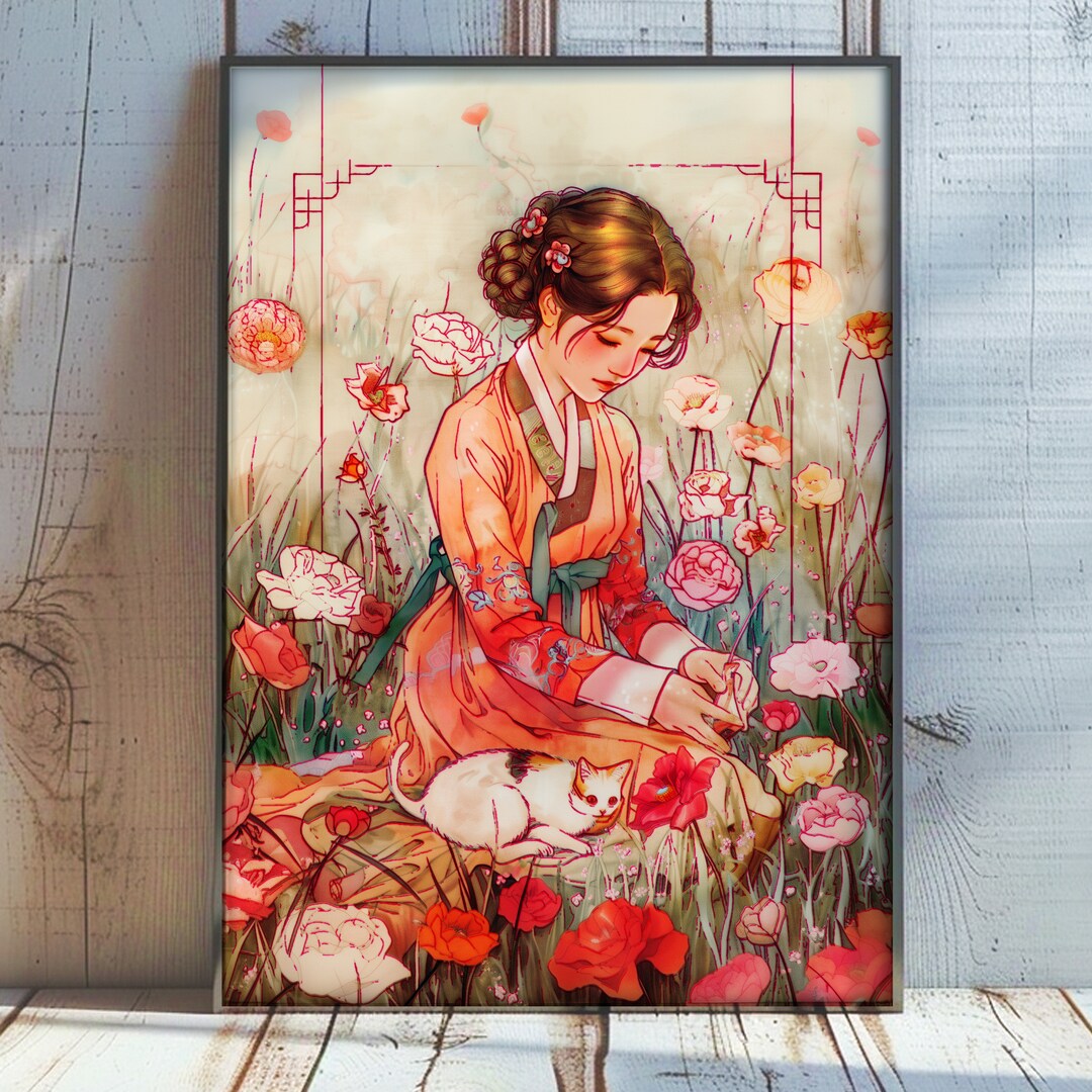 WALL ART Korean Wall Art Drawing Living Room Decor Asian Restaurant - Etsy