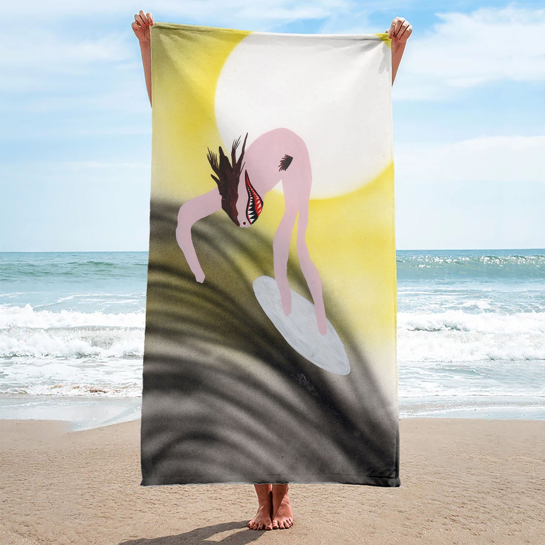 Beach Towel, Surfer Beach Towel, Surfing Towel, Beach Towel With Surfer ...